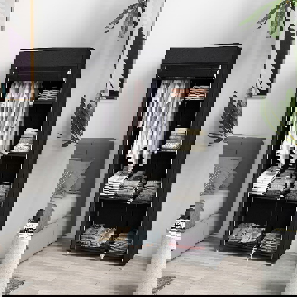 HOMCOM Fabric Wardrobe w/ Shelves Hanging Rail | Rackhams