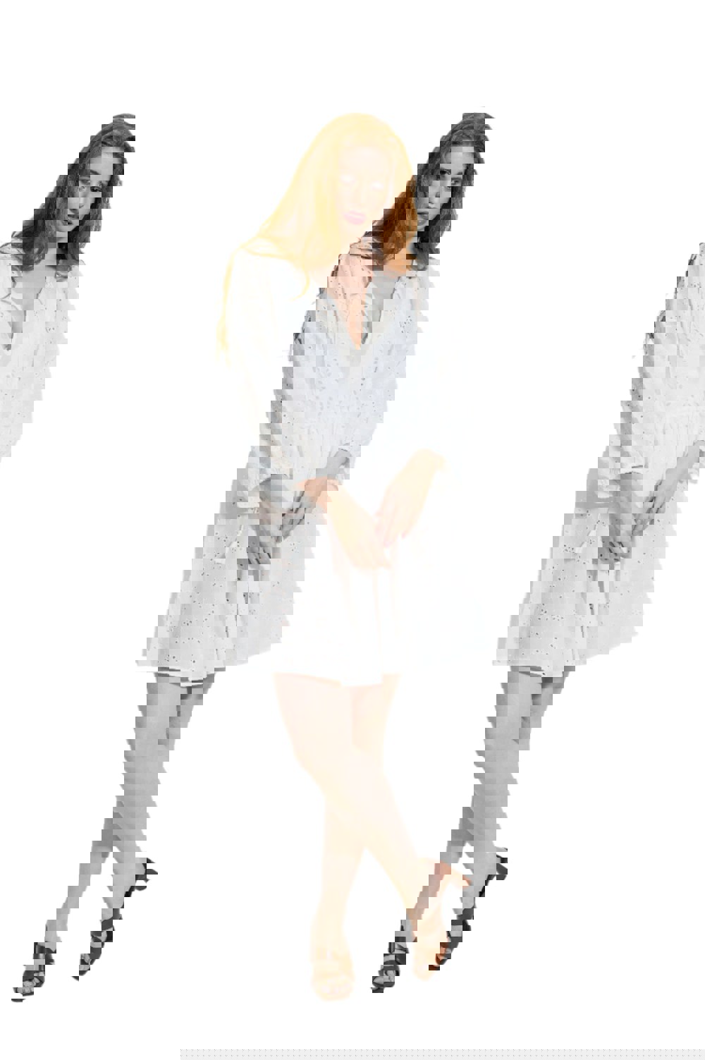 Elle Jane Embroidery Anglaise Beach Dress in White | Rackhams