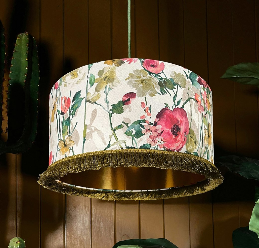 Love Frankie Hazy Meadow Fringed Linen lampshade in | Rackhams