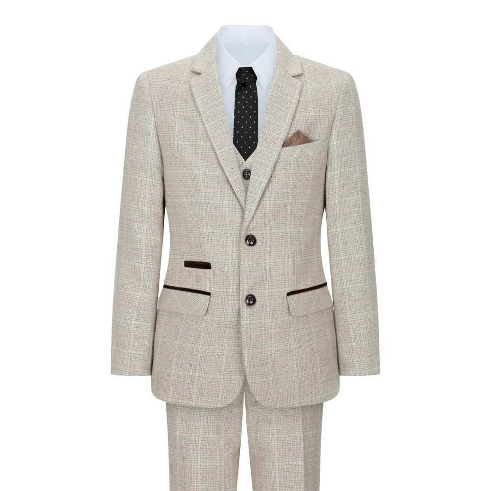 Paul Andrew Holland - Boys Check Tweed Beige Brown 3 | Rackhams