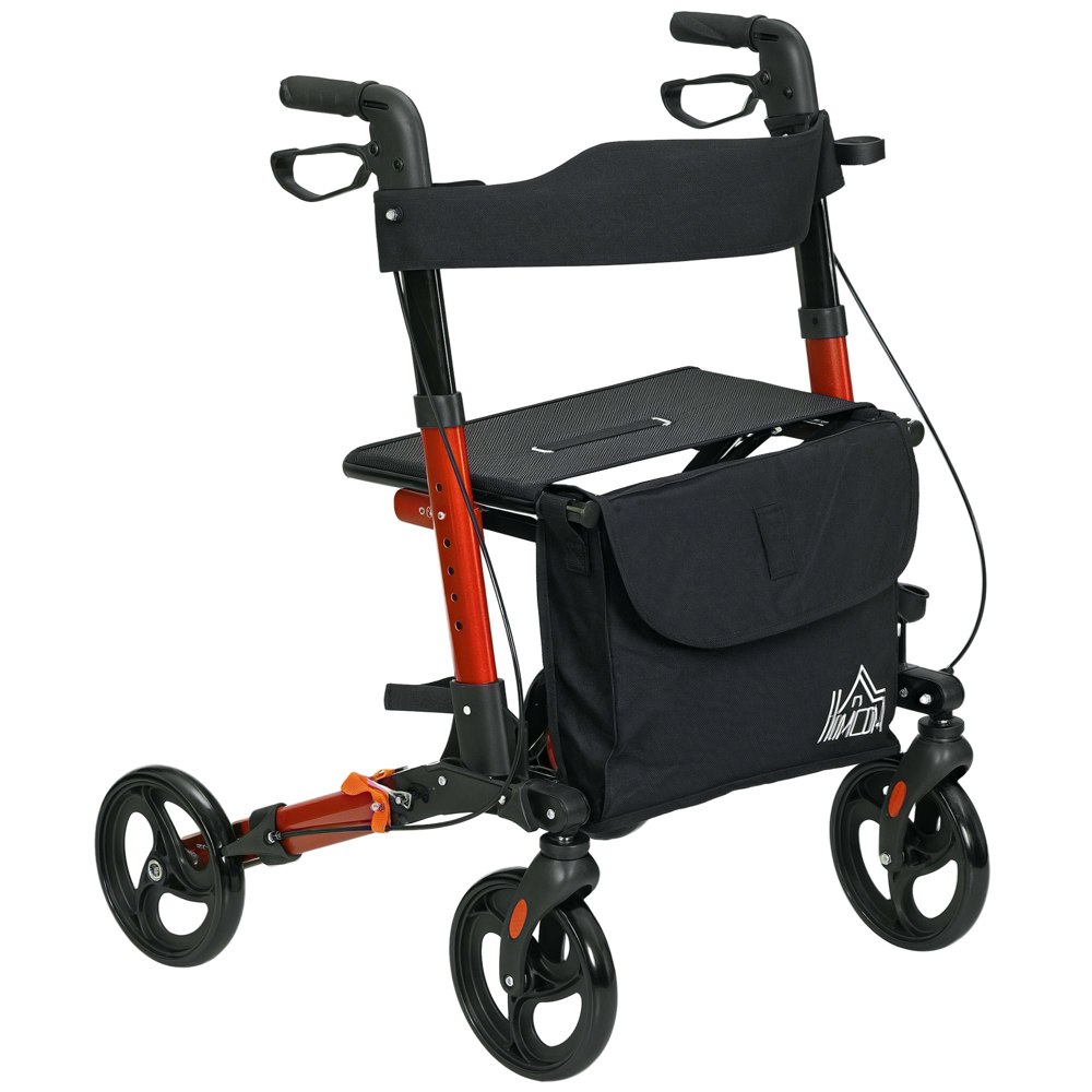 HOMCOM 4 Wheel Rollator Walker, Adjustable Mobility | Rackhams