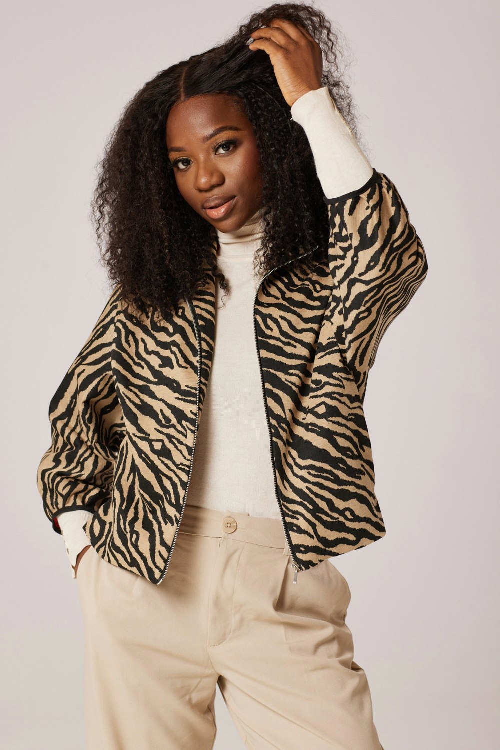 Lioness by TF Camel Zebra Jacket | Rackhams