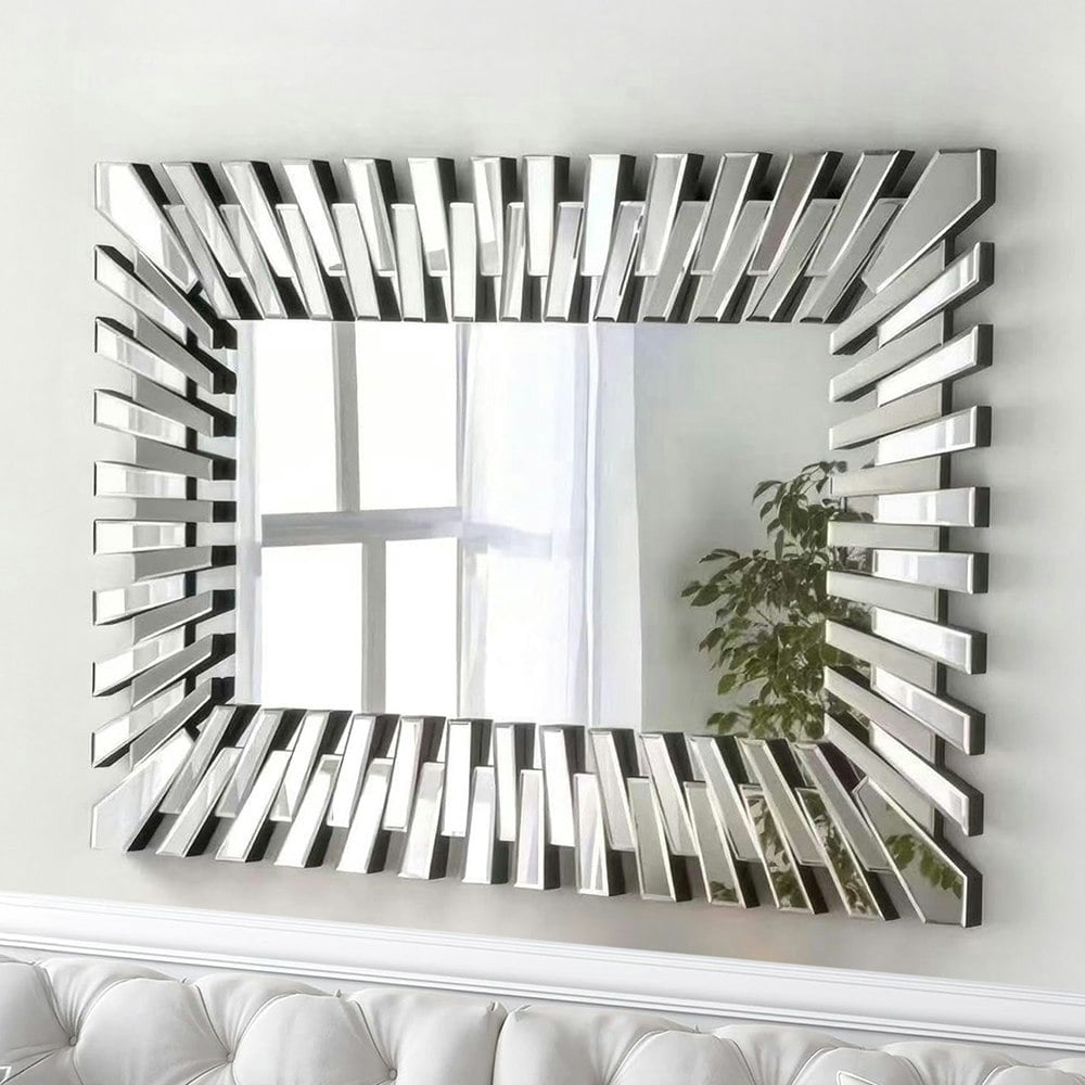 Exclusive Mirrors Modern Multi-Facet Glass Frame Zip | Rackhams