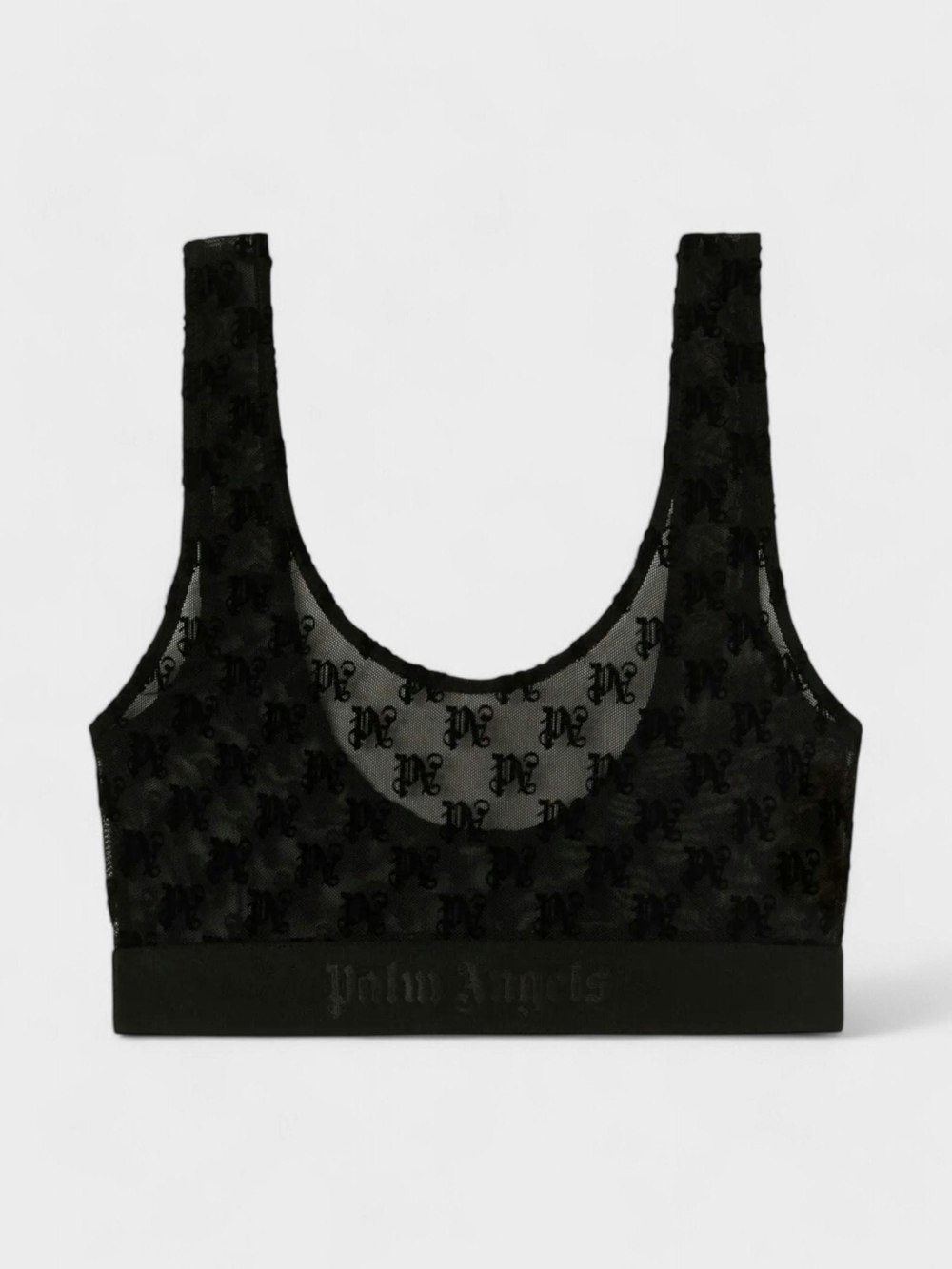 Palm Angels Monogram Lace Bra Black | Rackhams