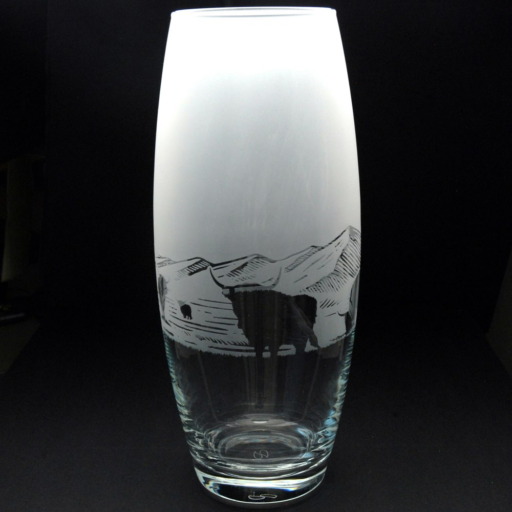 Glyptic Glass Art Highland Cow Glass Botanica Vase - | Rackhams