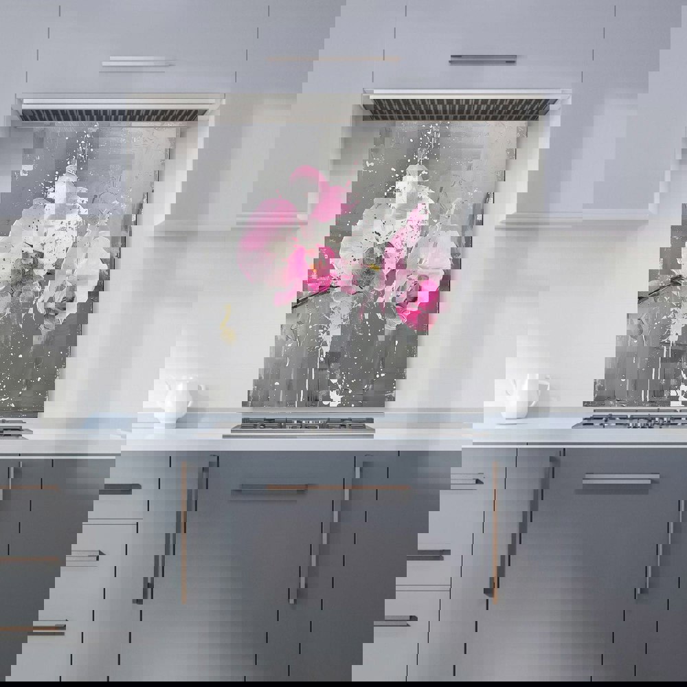 Warren Reed - Designer Pink Orchids Splashart Kitchen | Rackhams