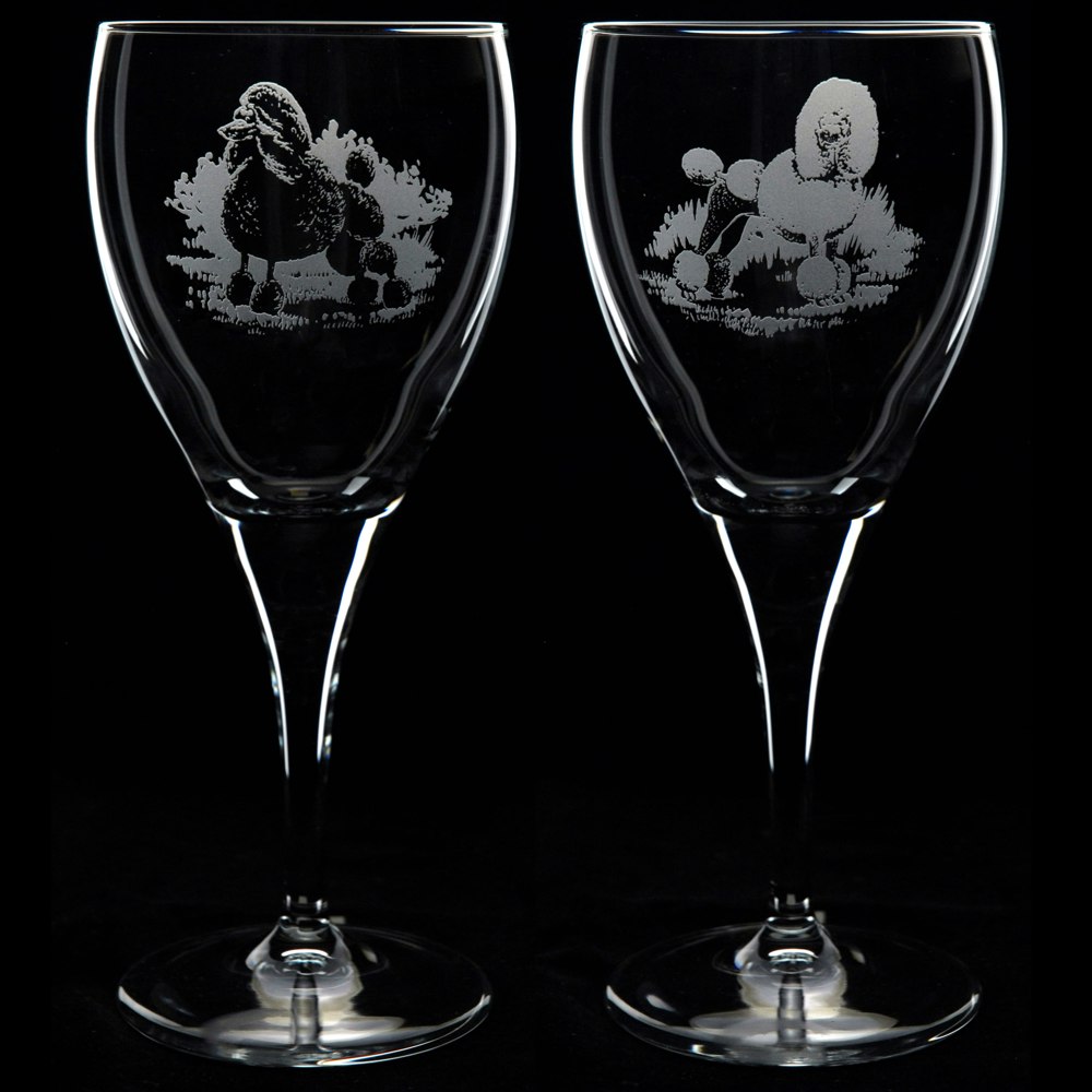 Glyptic Glass Art Poodle Dog Crystal Wine Glass - Hand | Rackhams