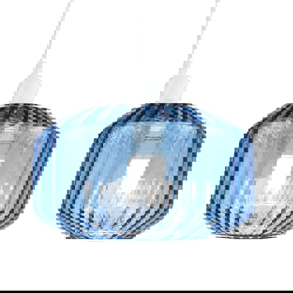 Happy Homewares Modern Midnight Blue Ribbed Glass Non | Rackhams