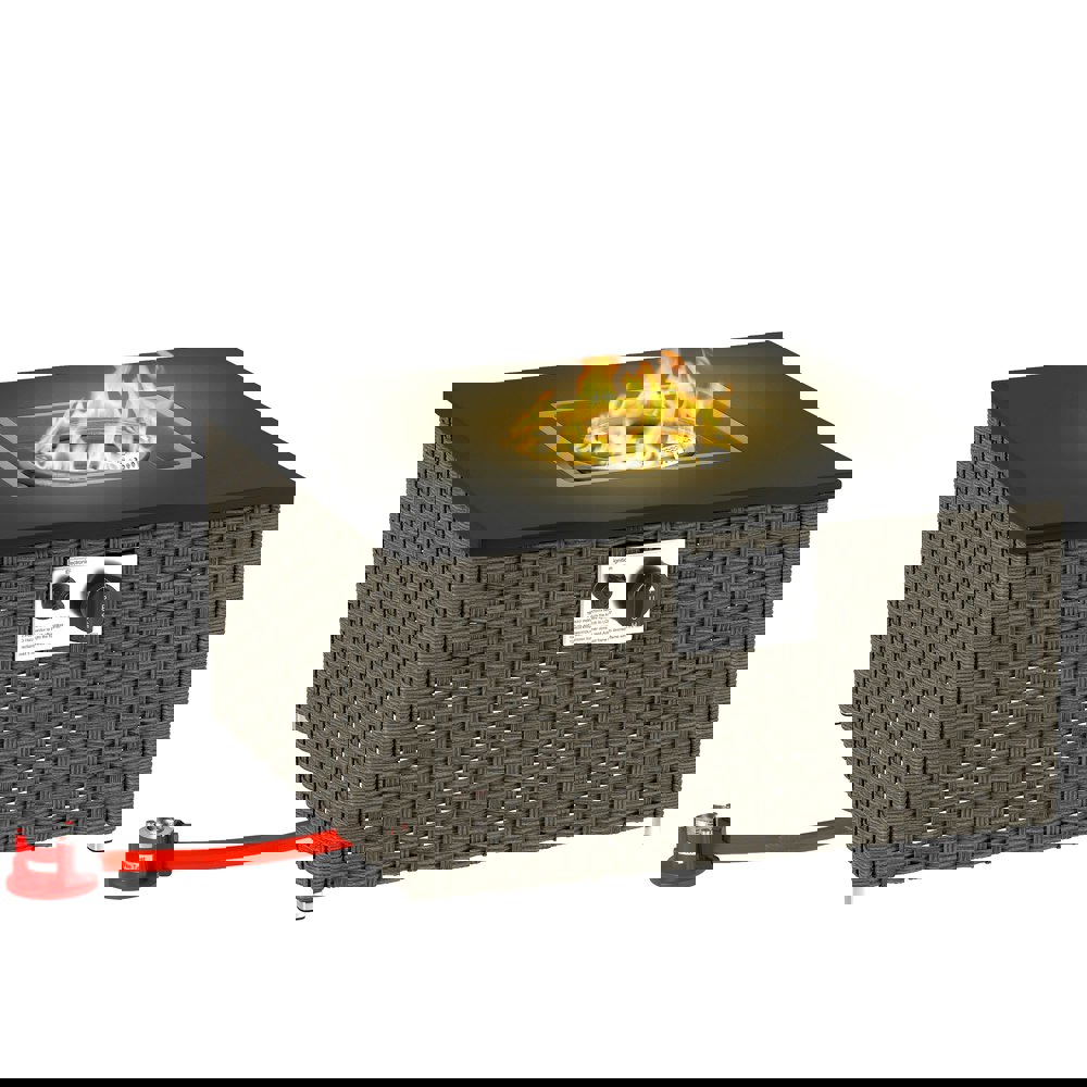 Outsunny 13 KW Rattan Gas Fire Pit Table, Propane Fire | Rackhams