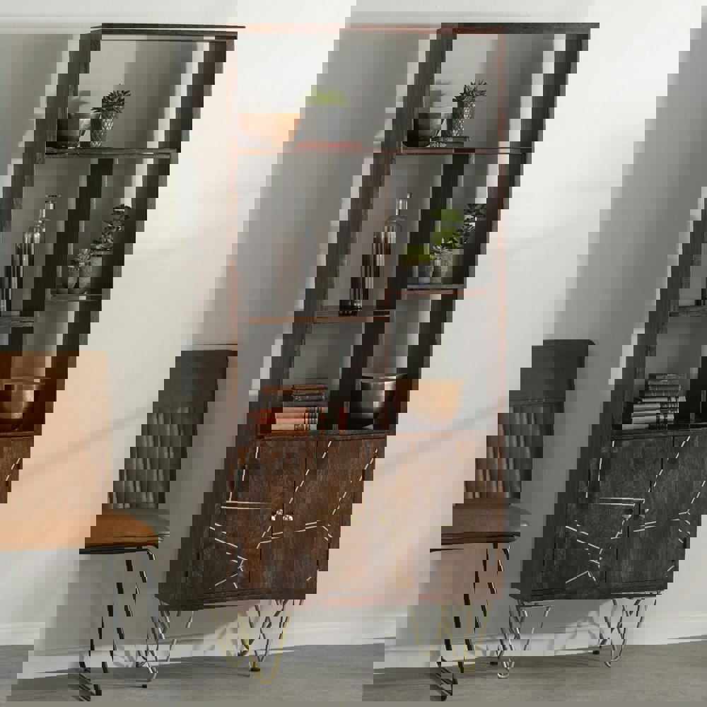 IH Design Multi shelf bookcase with Doors Bishop Dark | Rackhams