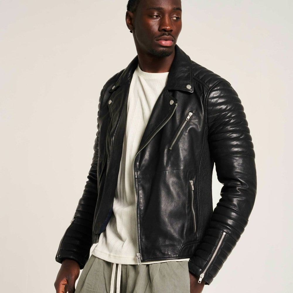 Barneys Originals Men's Leather Biker Jacket with | Rackhams