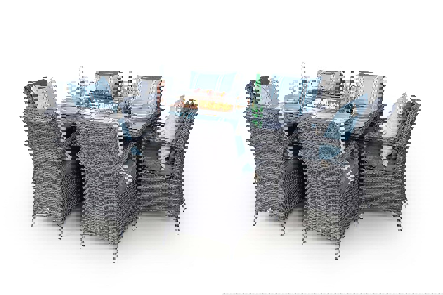 Giardino Arizona Fire Pit 6 Seater Rectangle Rattan | Rackhams