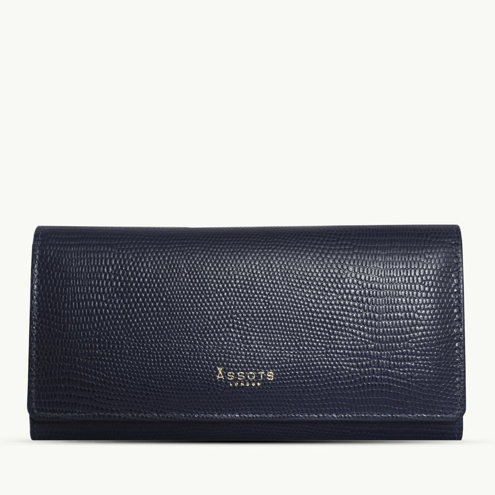 Assots London 'CLAIRE' Navy Lizard Designer Leather | Rackhams