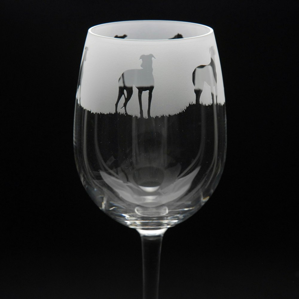 Glyptic Glass Art Greyhound Dog Crystal Wine Glass - | Rackhams