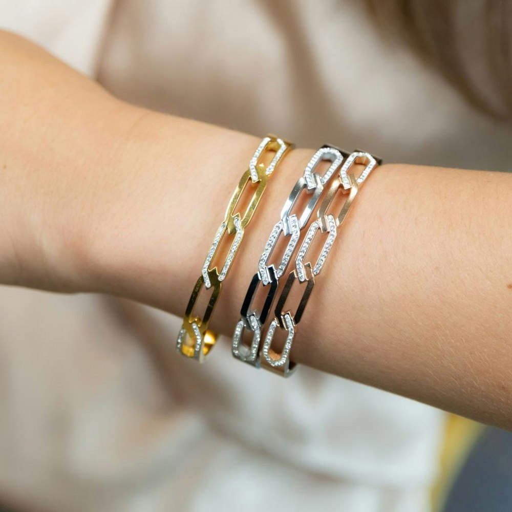 The Colourful Aura Hollow Cross Braided Zircon Chain | Rackhams
