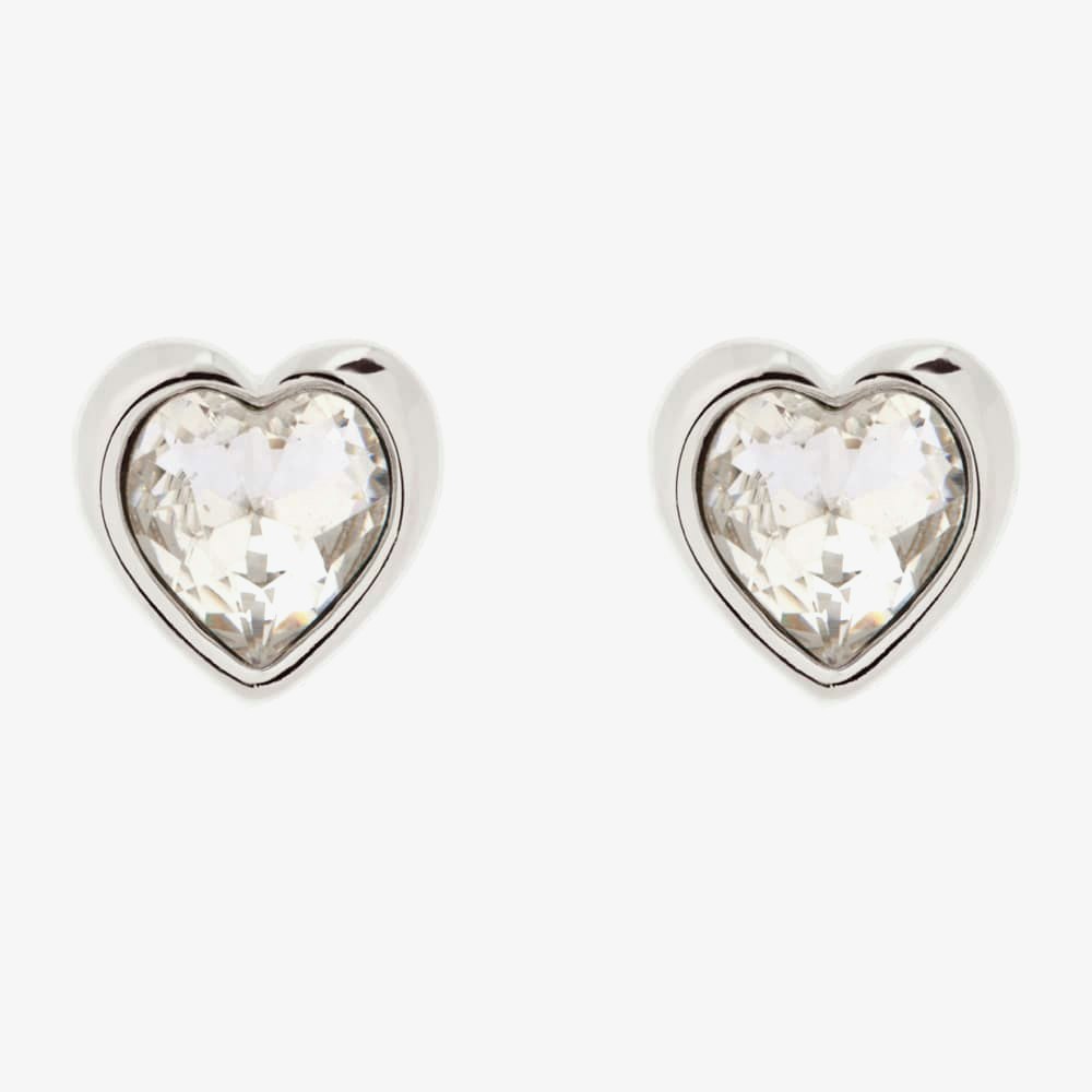 Ted Baker HAN Silver Tone Crystal Heart Stud Earrings | Rackhams