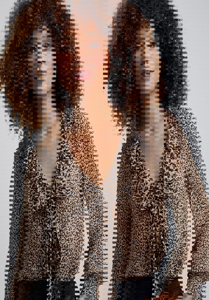 Lily and Lionel Joni Ruffle Neck Leopard Print Blouse | Rackhams