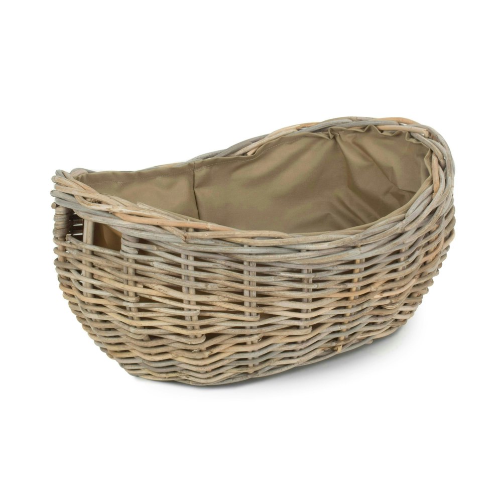 Red Hamper Boat Shaped Rattan Log Basket with Cordura | Rackhams