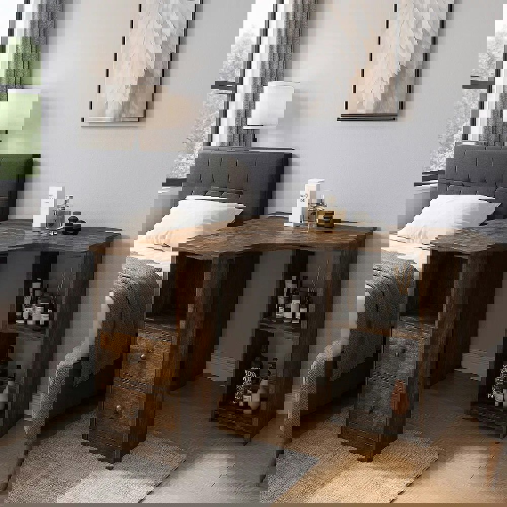 Modcraft L-Shaped Corner Desk with Drawers & Shelves – | Rackhams