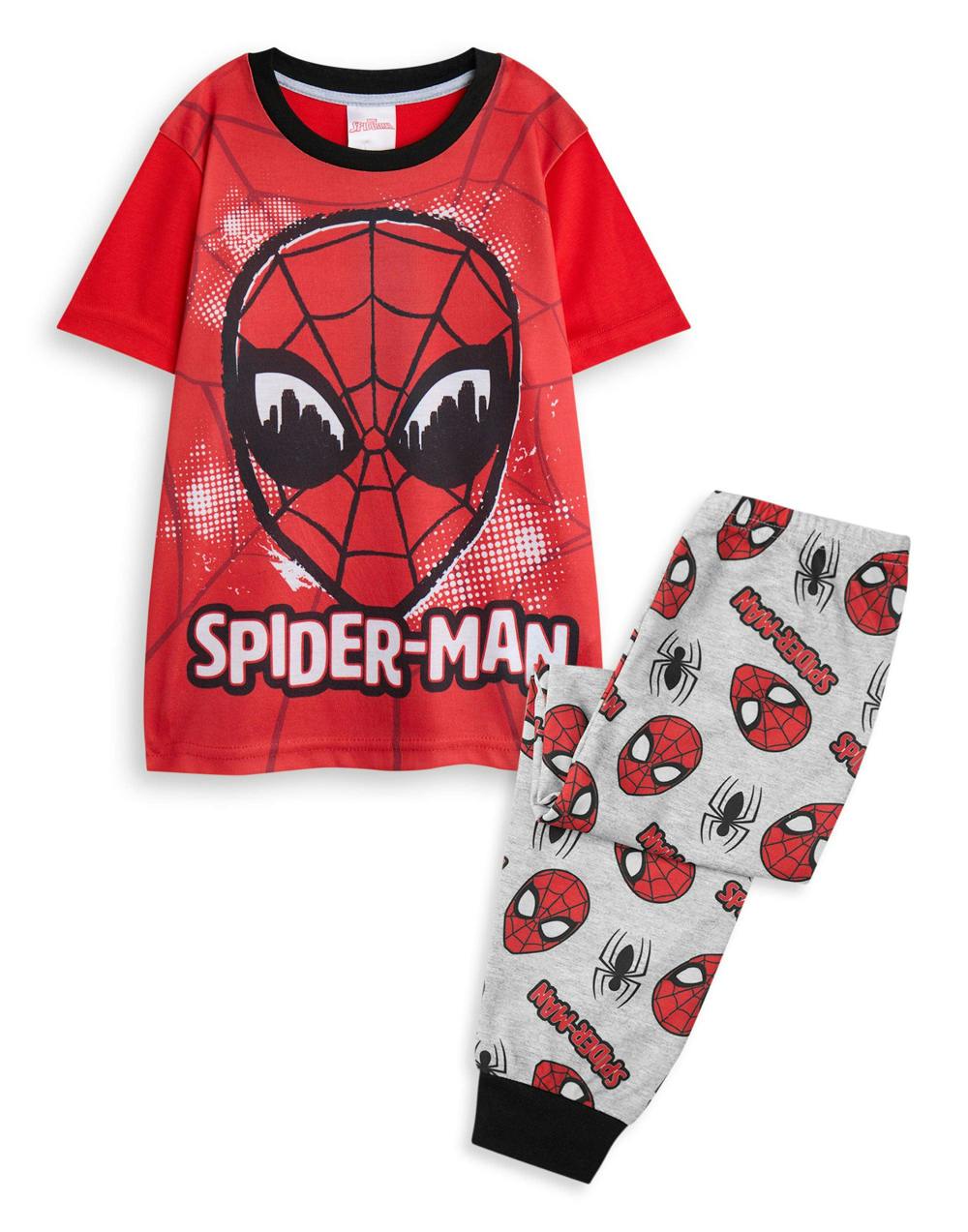 Marvel Boys Red Character Face Short Sleeve Long Leg | Rackhams