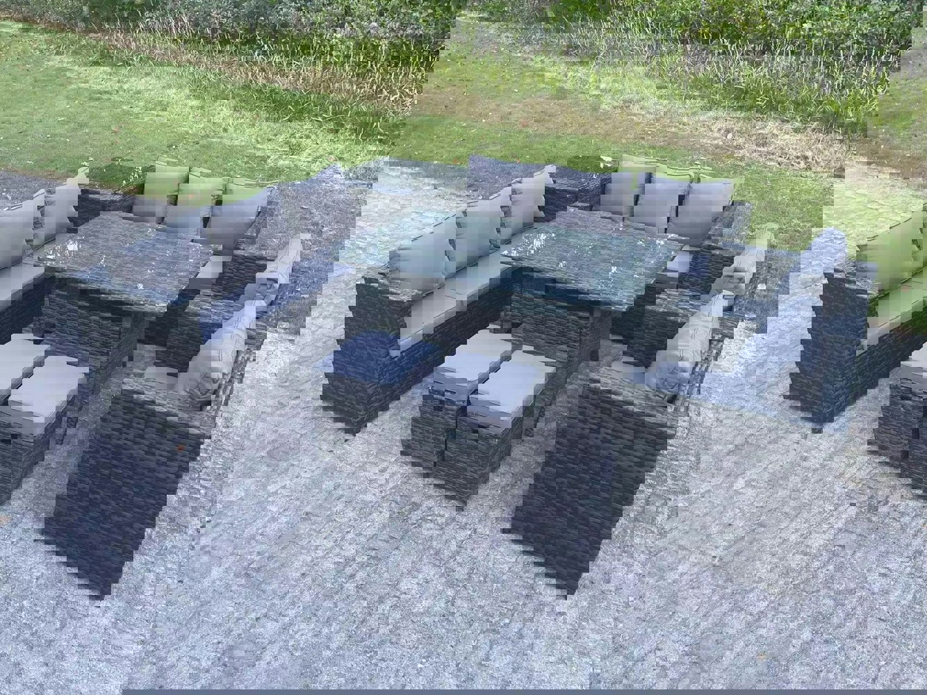 Fimous 10-Seater Dark Grey Rattan Outdoor Lounge Set | | Rackhams