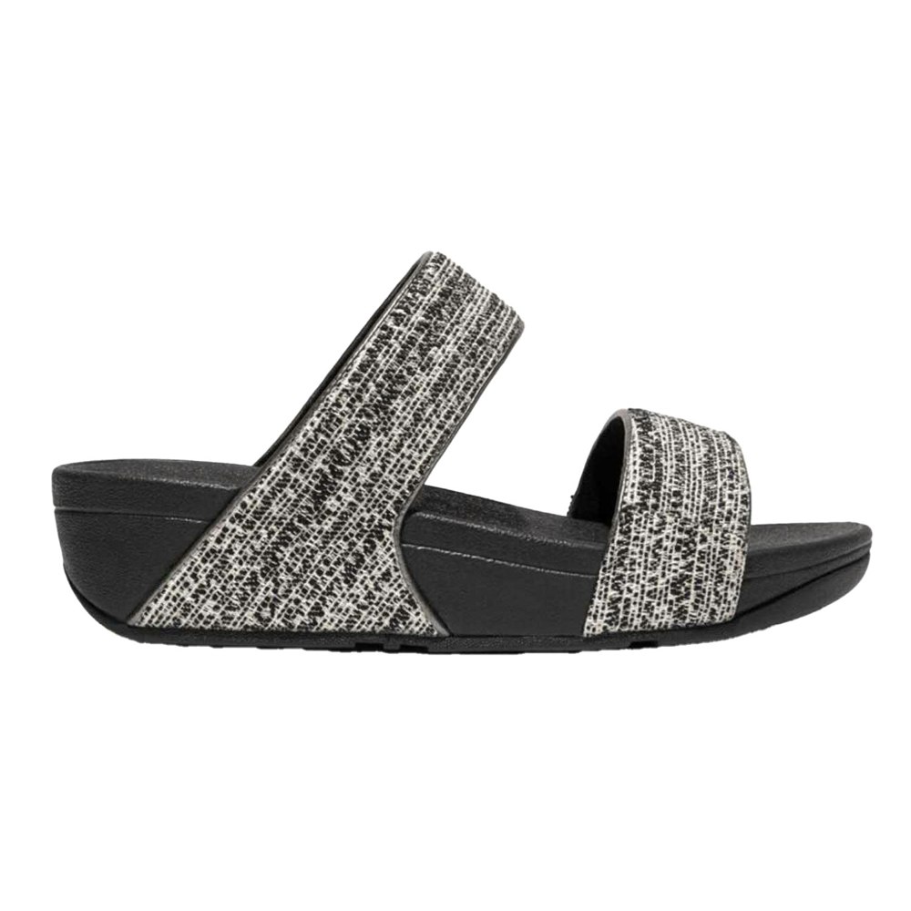 Fit Flop Women's Lulu Shimmer Weave Sliders - Black | Rackhams