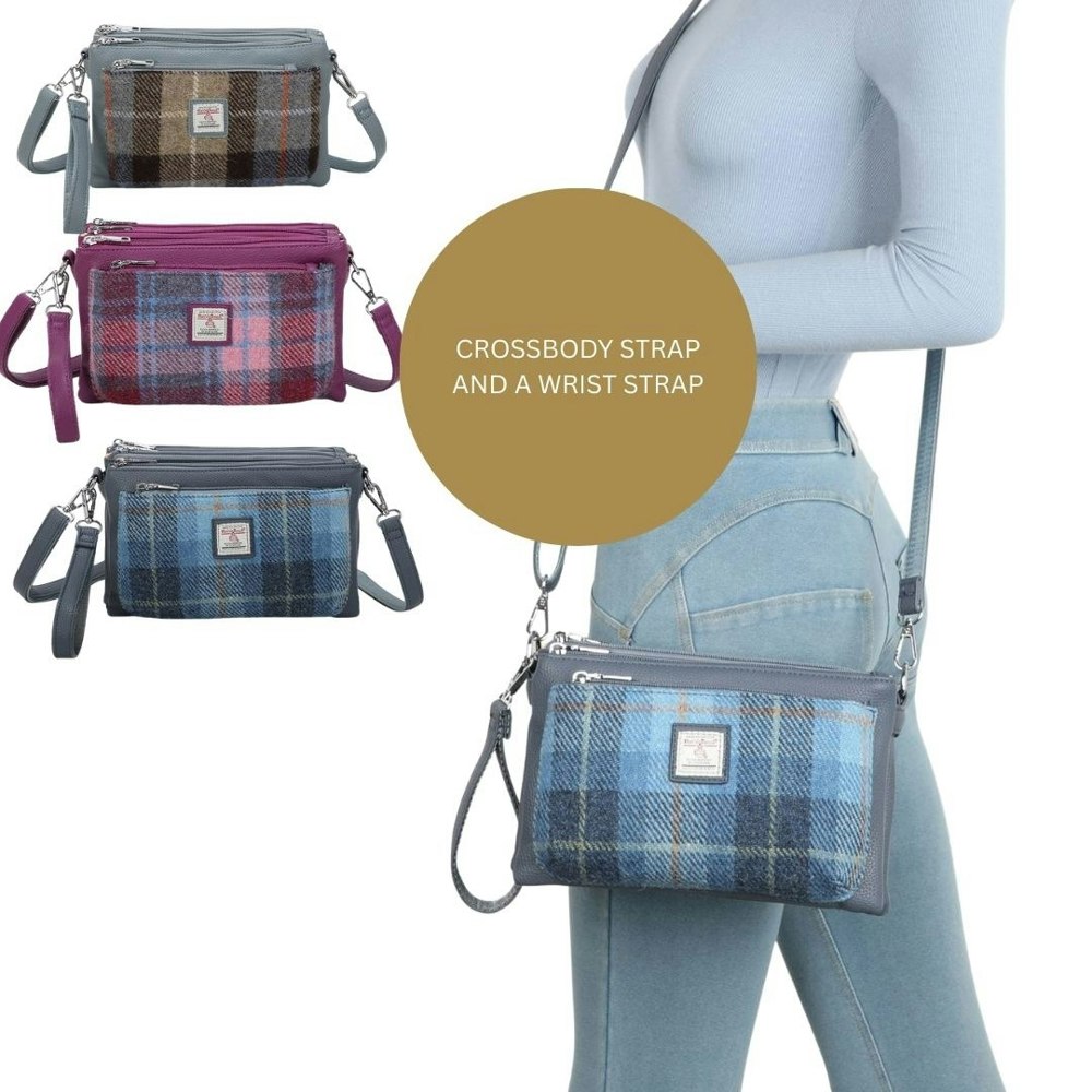Love EMVY Signature Tweed Collection 3-Zip Crossbody | Rackhams
