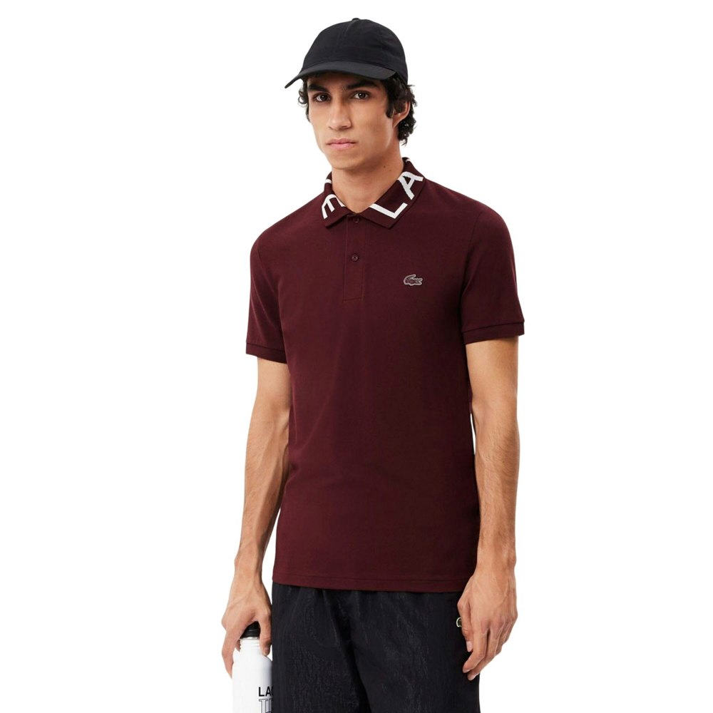 Lacoste Mens Movement Pique Slim Polo Shirt - Maroon | Rackhams