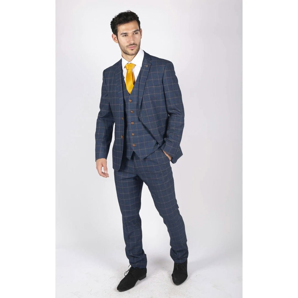 Paul Andrew Hamleys - Men's 3 Piece Blue Orange Check | Rackhams