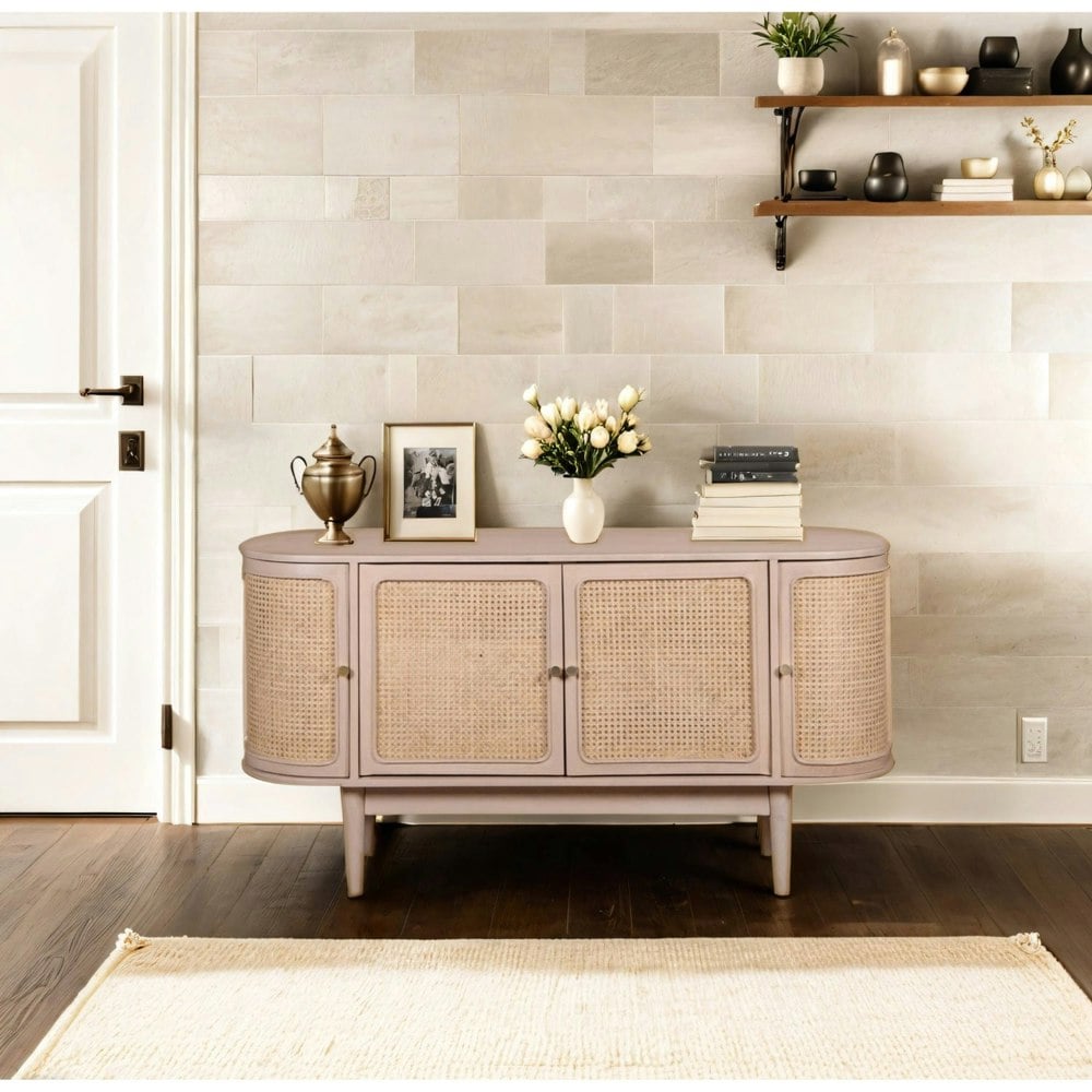 IH Design Carlester Cane And Wood 4 Doors Sideboard | Rackhams