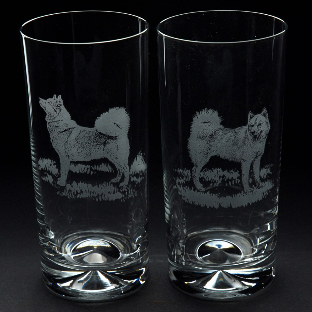 Glyptic Glass Art Finnish Spitz Dog Highball Glass - | Rackhams