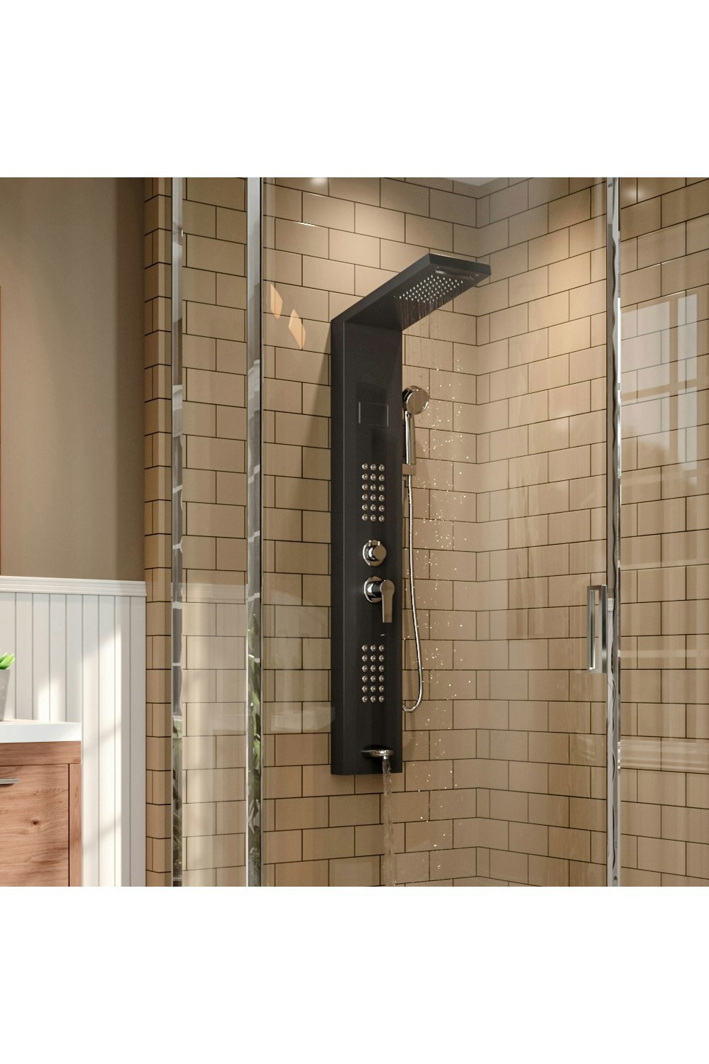 Living and Home Stainless Steel Shower Panel with LED | Rackhams