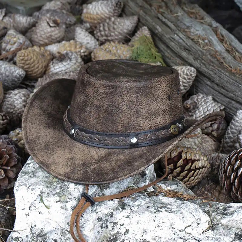 Wombat Leather The Wilds Foldable Brown Leather Hat | Rackhams