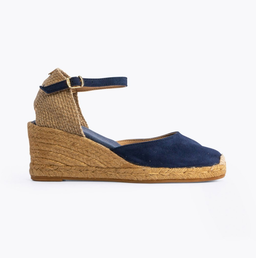 Toni Pons LLORET Womens Suede Wedge Espadrilles Navy | Rackhams