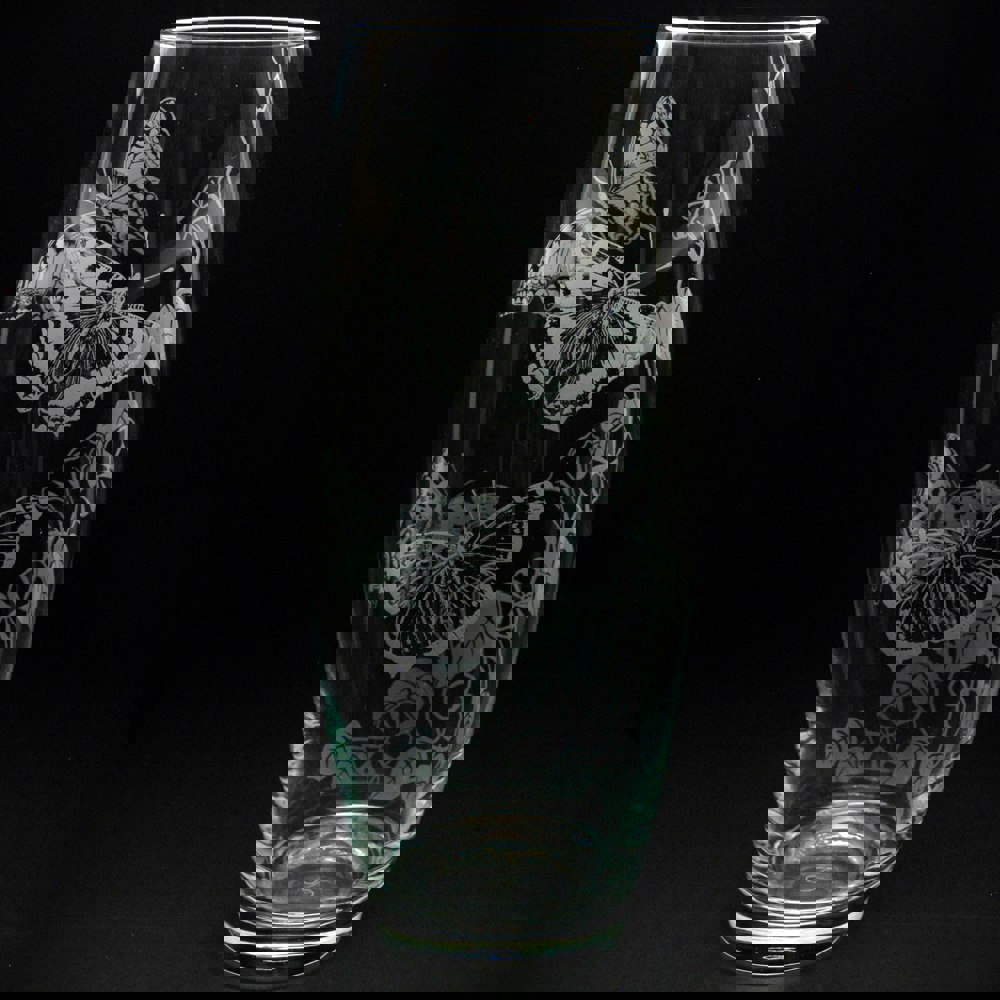 Glyptic Glass Art Convolvulus and Butterfly Glass | Rackhams