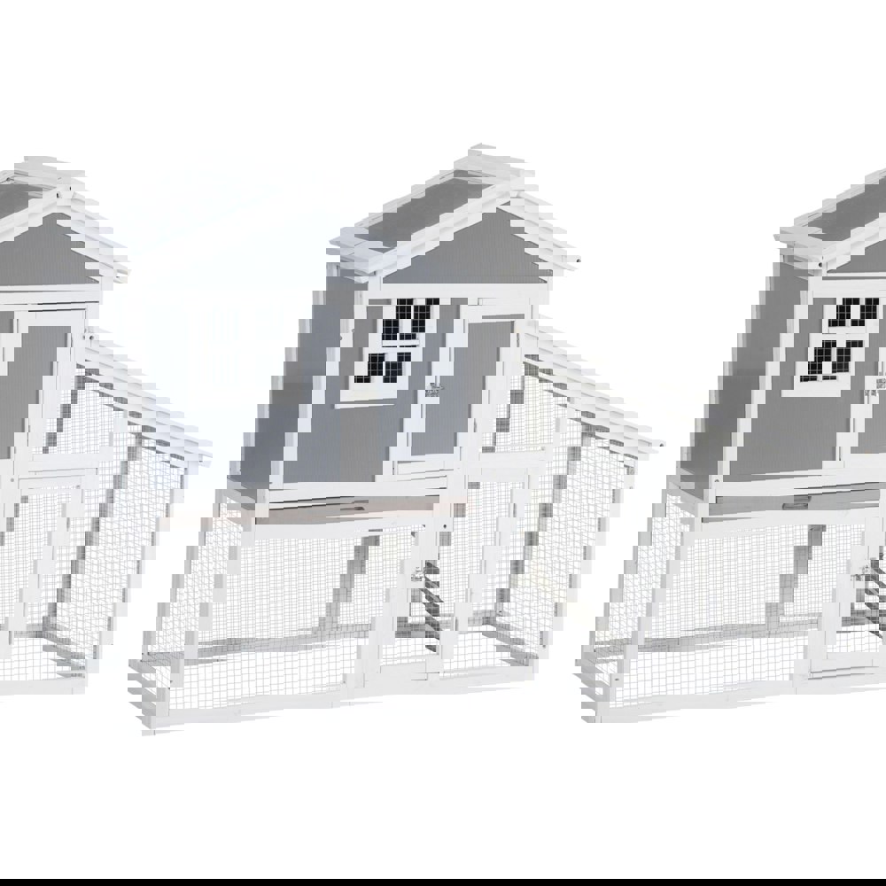 PawHut Two-Tier Rabbit Hutch w/ Sunlight Panel Roof, | Rackhams