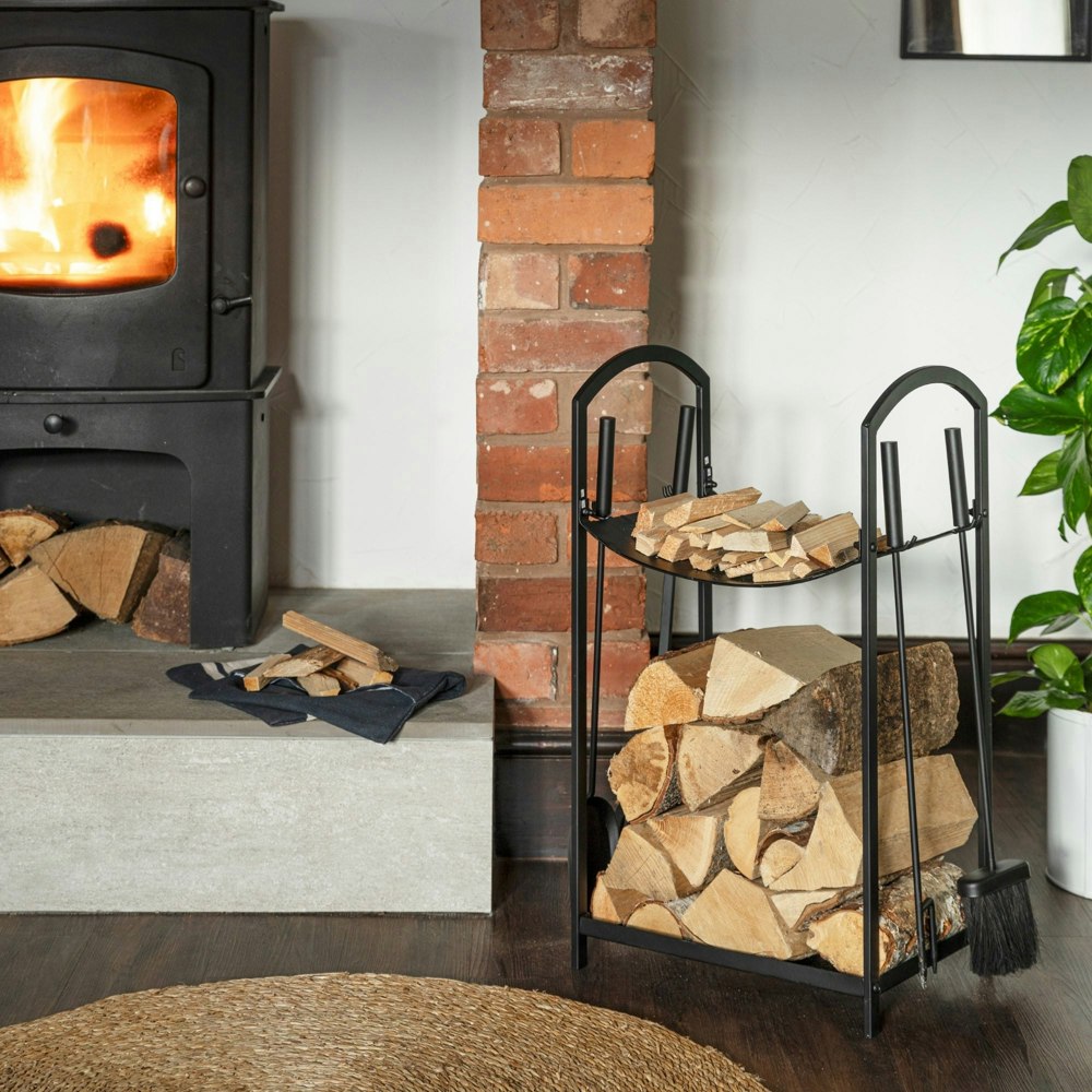 Ivyline Curved Log Holder with Companion Set | Rackhams