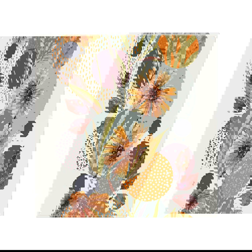 Benjamin Tate Design Orange Geometric With Flowers | Rackhams