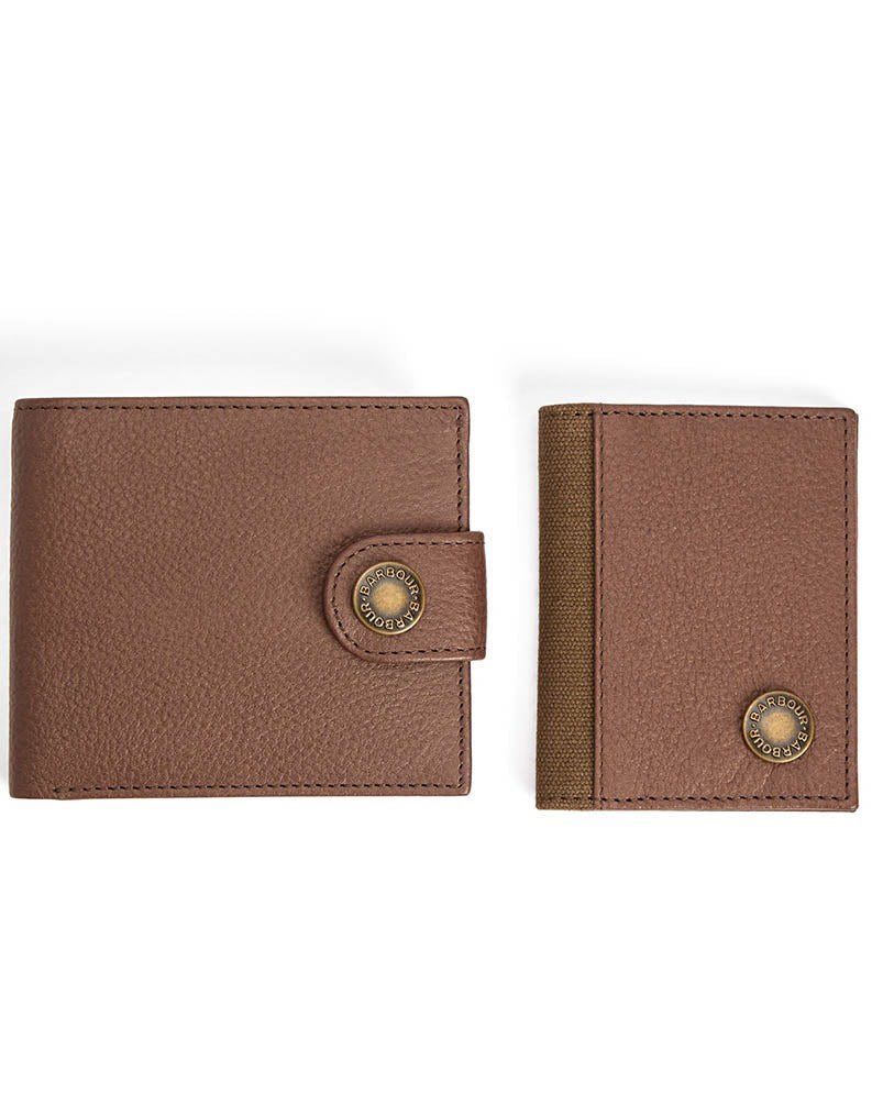 Barbour Padbury Mens Leather Gift Set - Brown | Rackhams