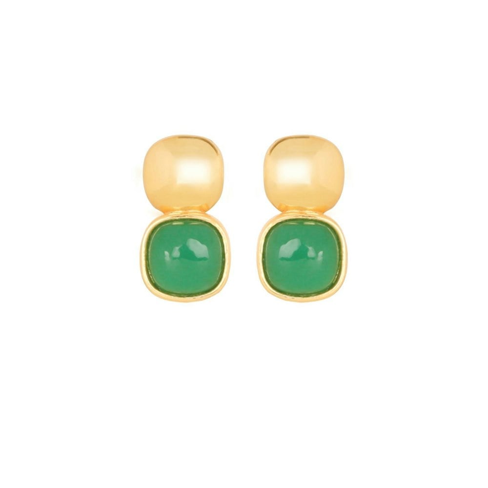 Lila Rasa Glossy Gold & Emerald Green Crystal Stud | Rackhams