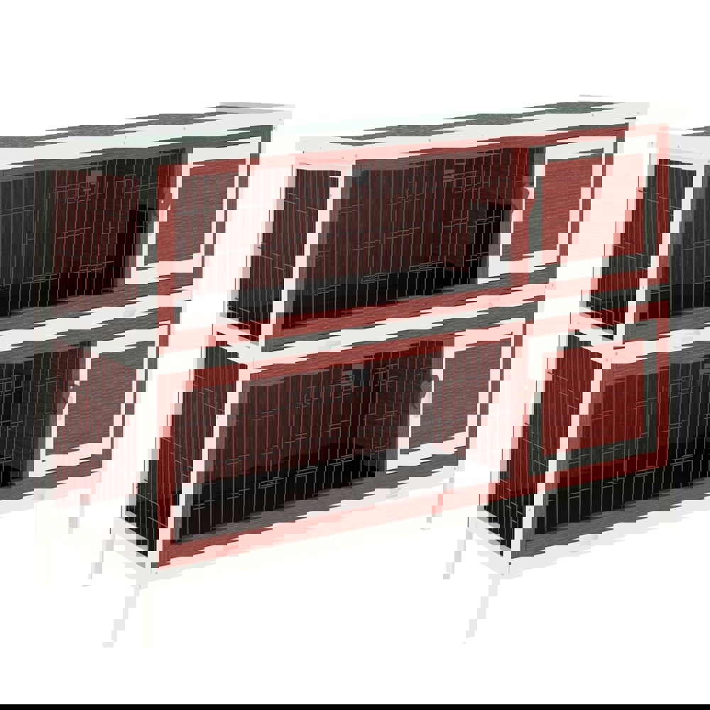 PawHut Two-Tier Rabbit Hutch Large Elevated Wooden | Rackhams