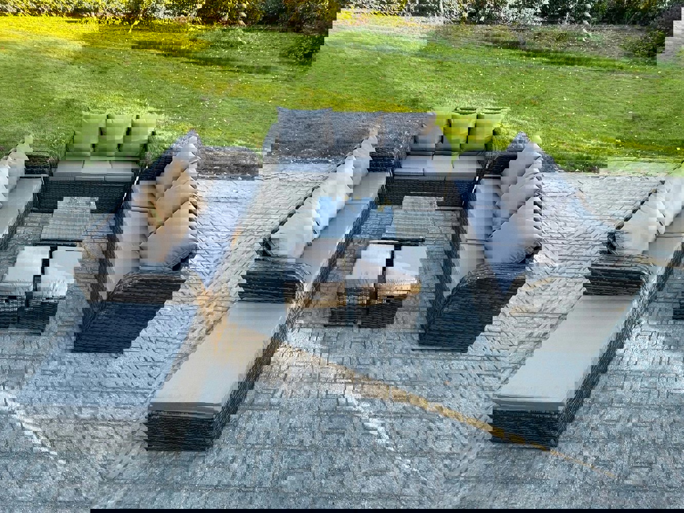 Fimous 12 Seater Rattan Outdoor Furniture Set Patio | Rackhams