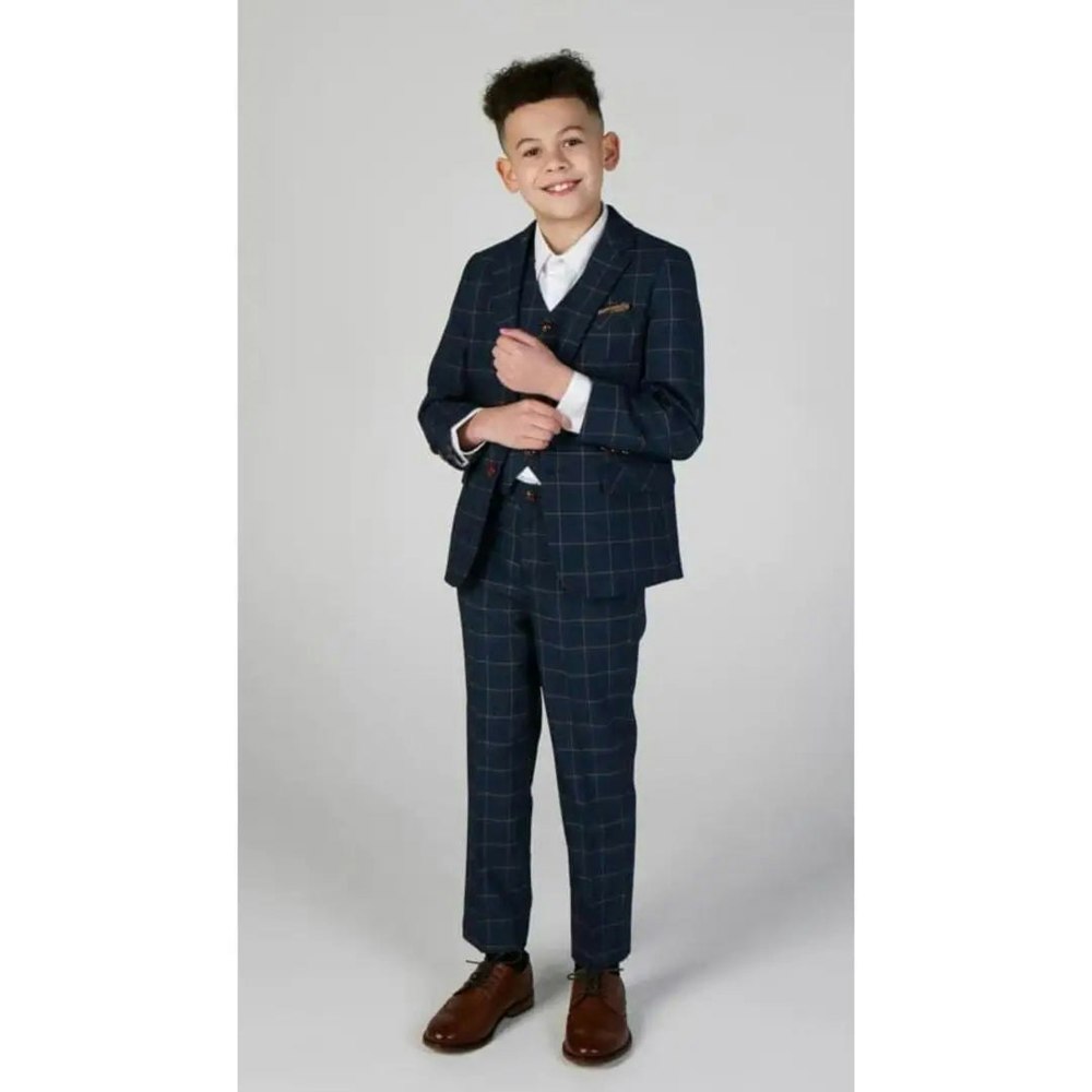 Paul Andrew Hamleys - Boy's 3 Piece Blue Orange Check | Rackhams