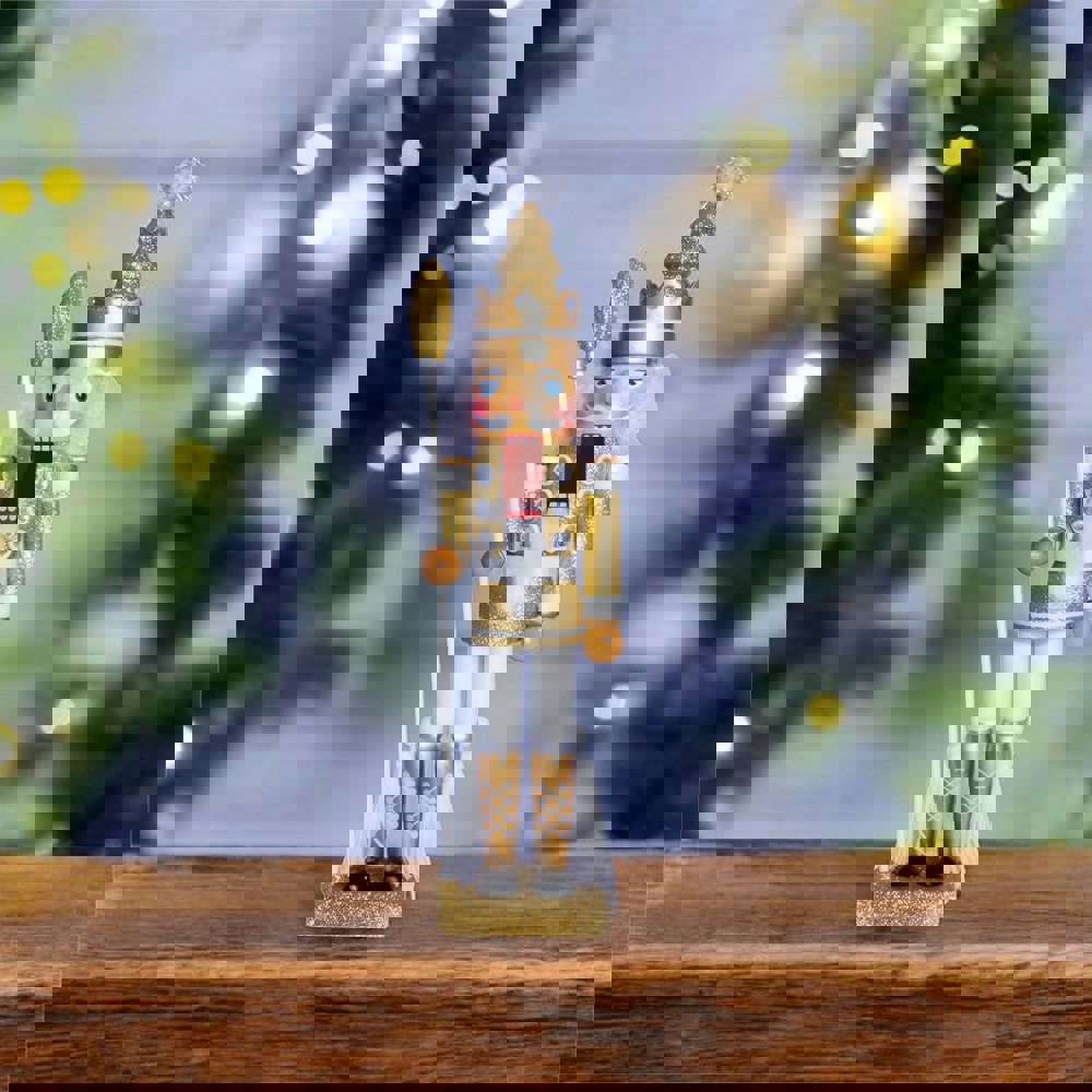 St Helens 40Cm Glitter Nutcracker Soldier - Gold | Rackhams