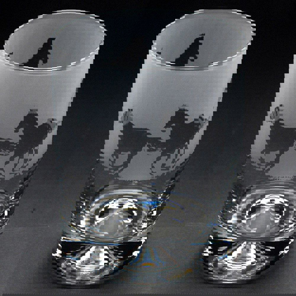 Glyptic Glass Art Galloping Horse Whiskey Tumbler | Rackhams