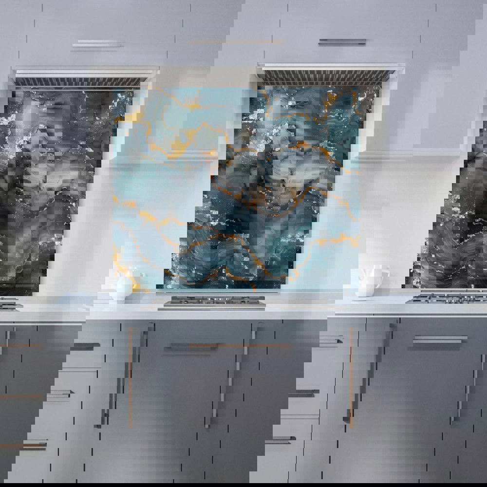 Warren Reed - Designer Blues And Gold Marble Effect | Rackhams