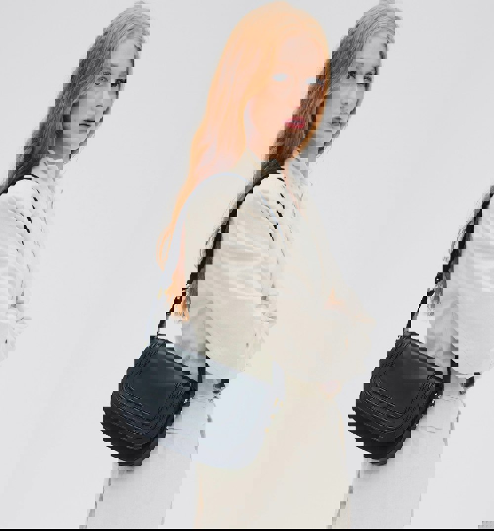 Apatchy London The Mimi Midi Black Leather Bag | Rackhams