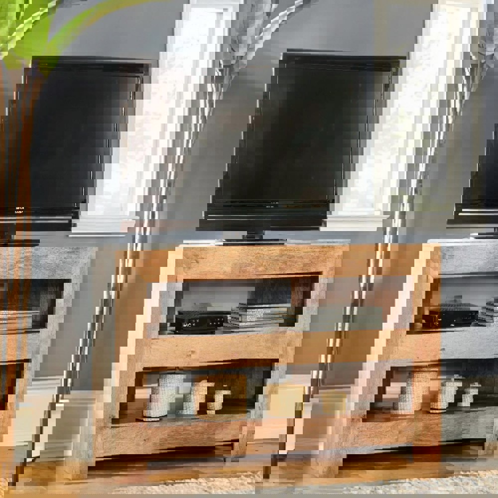 IH Design Logan Light Mango Corner TV Cabinet | Rackhams