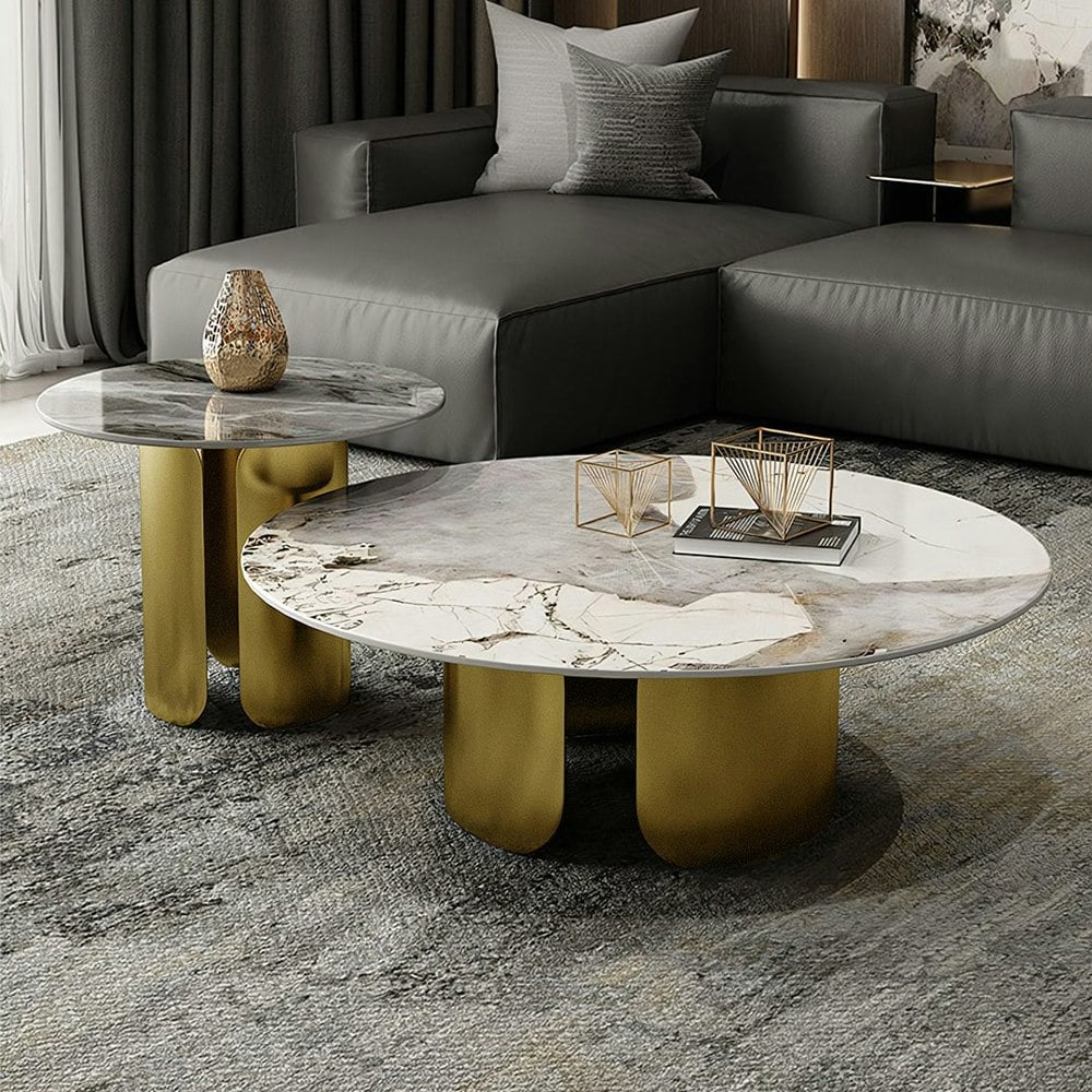 Weilai Concept Amina Nesting Coffee Table Set, Gold | Rackhams