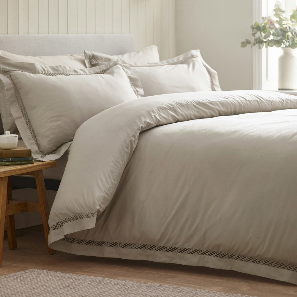 Catherine Lansfield Classic Lattice Lace Duvet Cover | Rackhams